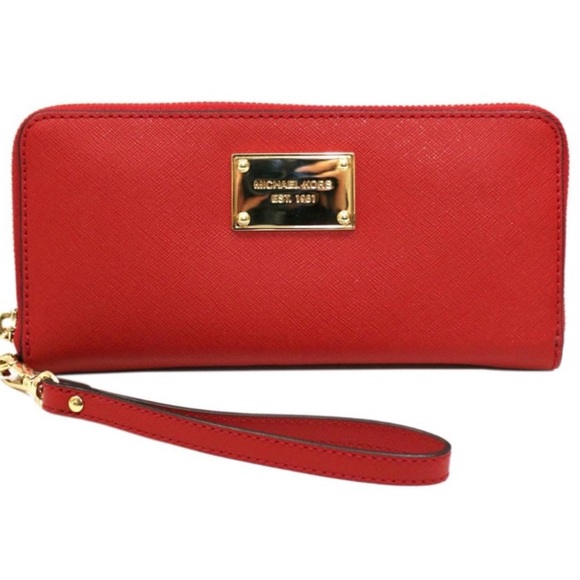 Michael Kors | Bags | Michael Kors Burnt Orange Wallet With Strap ...